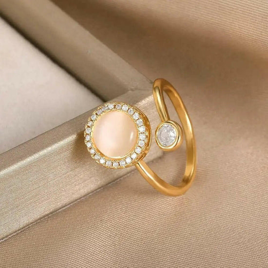 Mindful Rings - Opal Gold Plated Fidget Spinner Ring - Mindful Rings